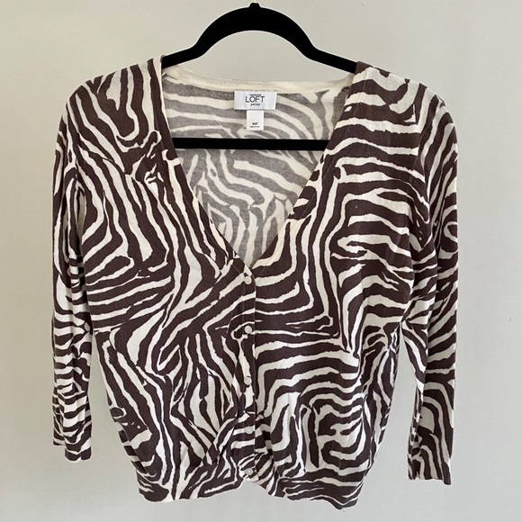 LOFT | Sweaters | Loft Zebra Print Cardigan | Poshmark